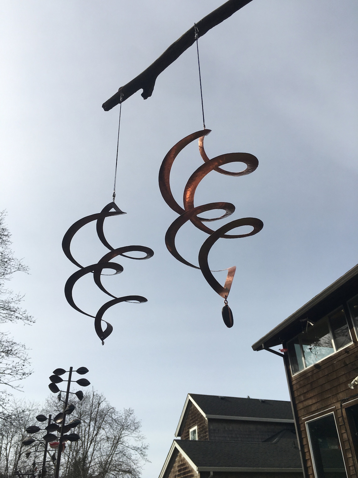 20 Hanging Pounded Copper Kinetic Wind Sculpture Double - Etsy