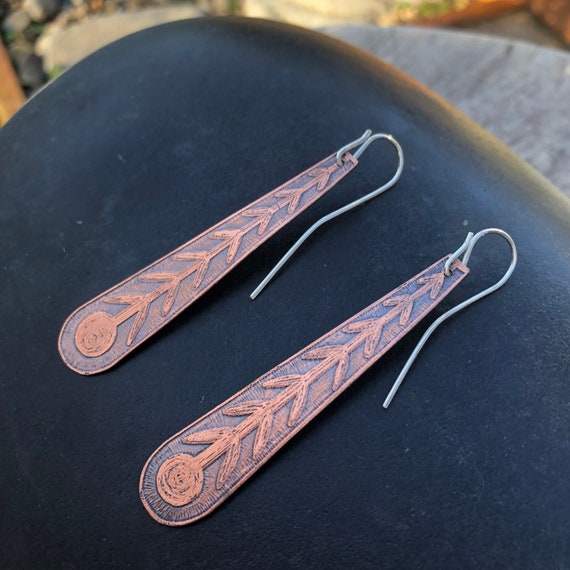 Hand Hammered Etched Copper hanging Flower | Etsy