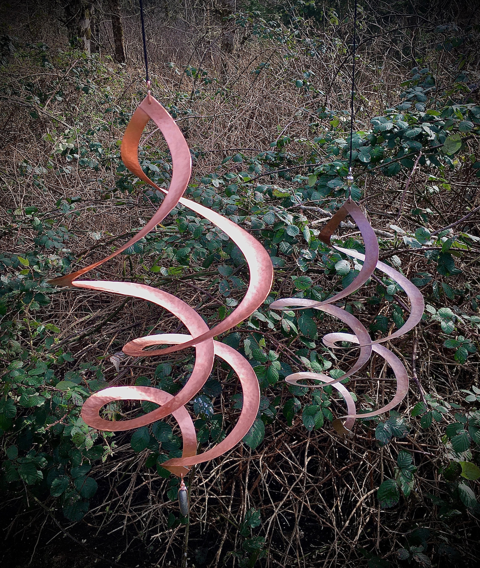 20" Hanging Pounded Copper Kinetic Wind Sculpture Double Helix - Etsy