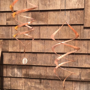14" Hanging Pounded Copper Kinetic Wind Sculpture Double Helix - Etsy