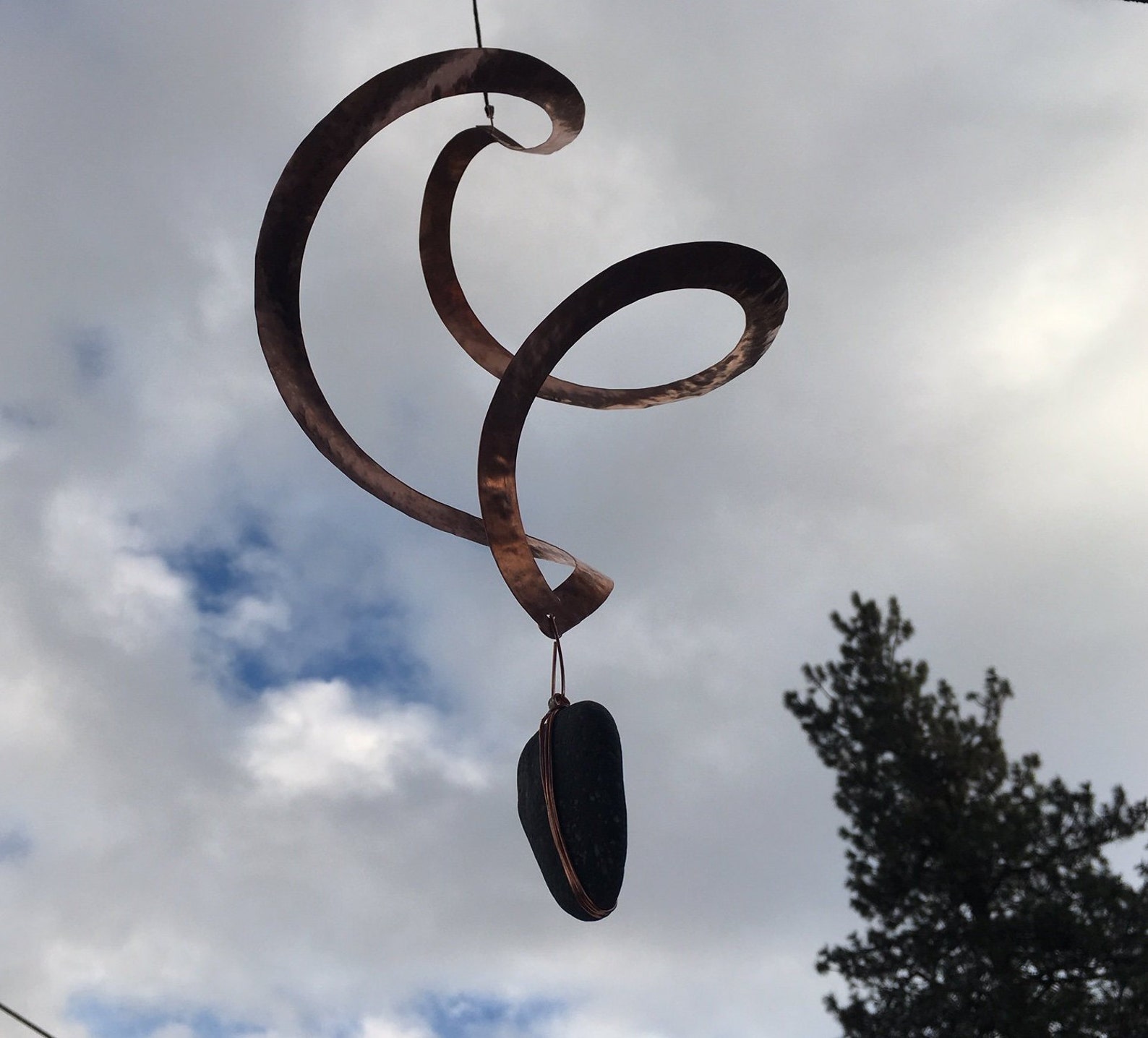 9" Hanging Pounded Copper Kinetic Wind Sculpture - Etsy
