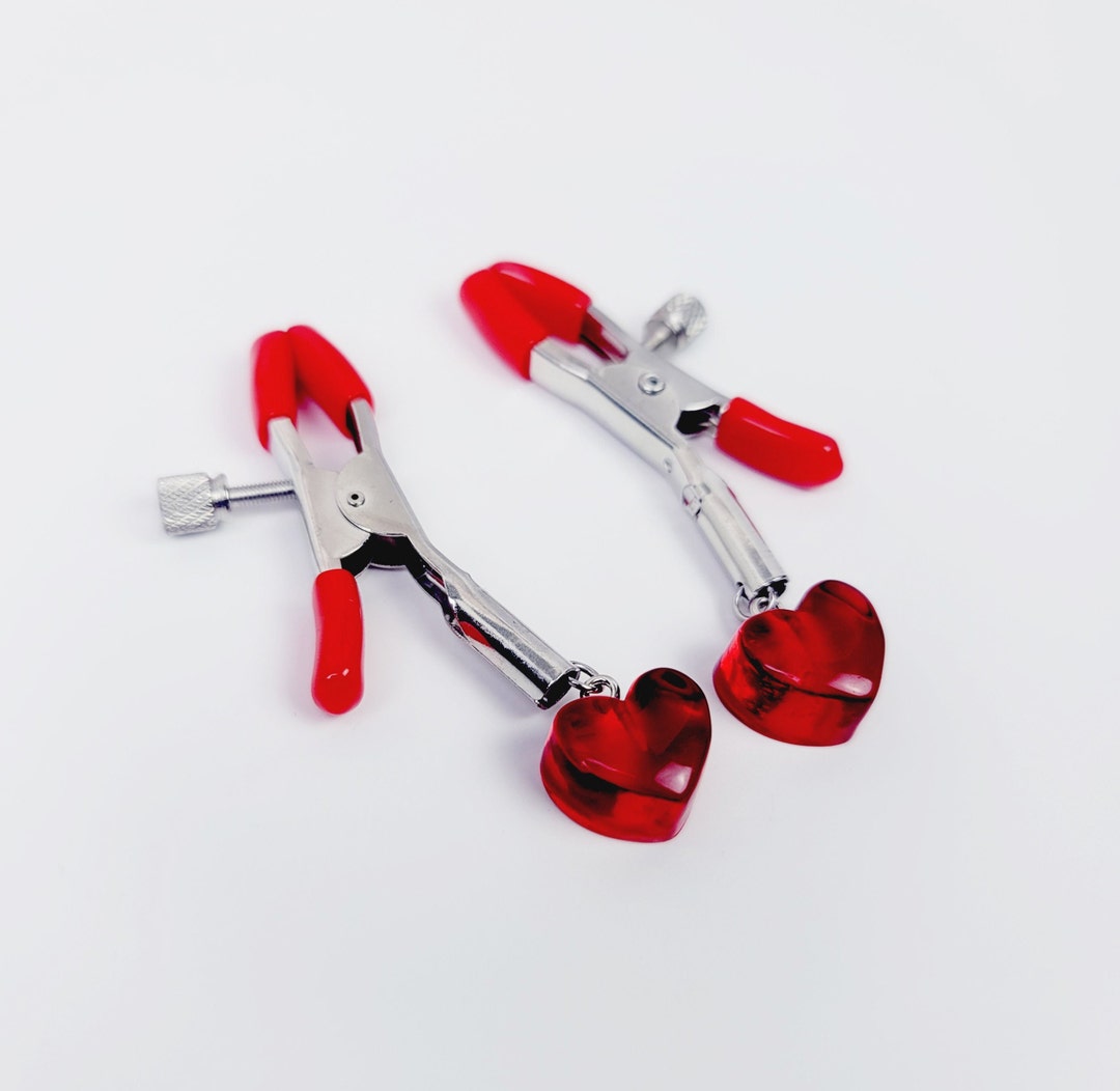 Heart Nipple Clamps, Adjustable. Valentine's Day Sex Toy Gift. MATURE ...