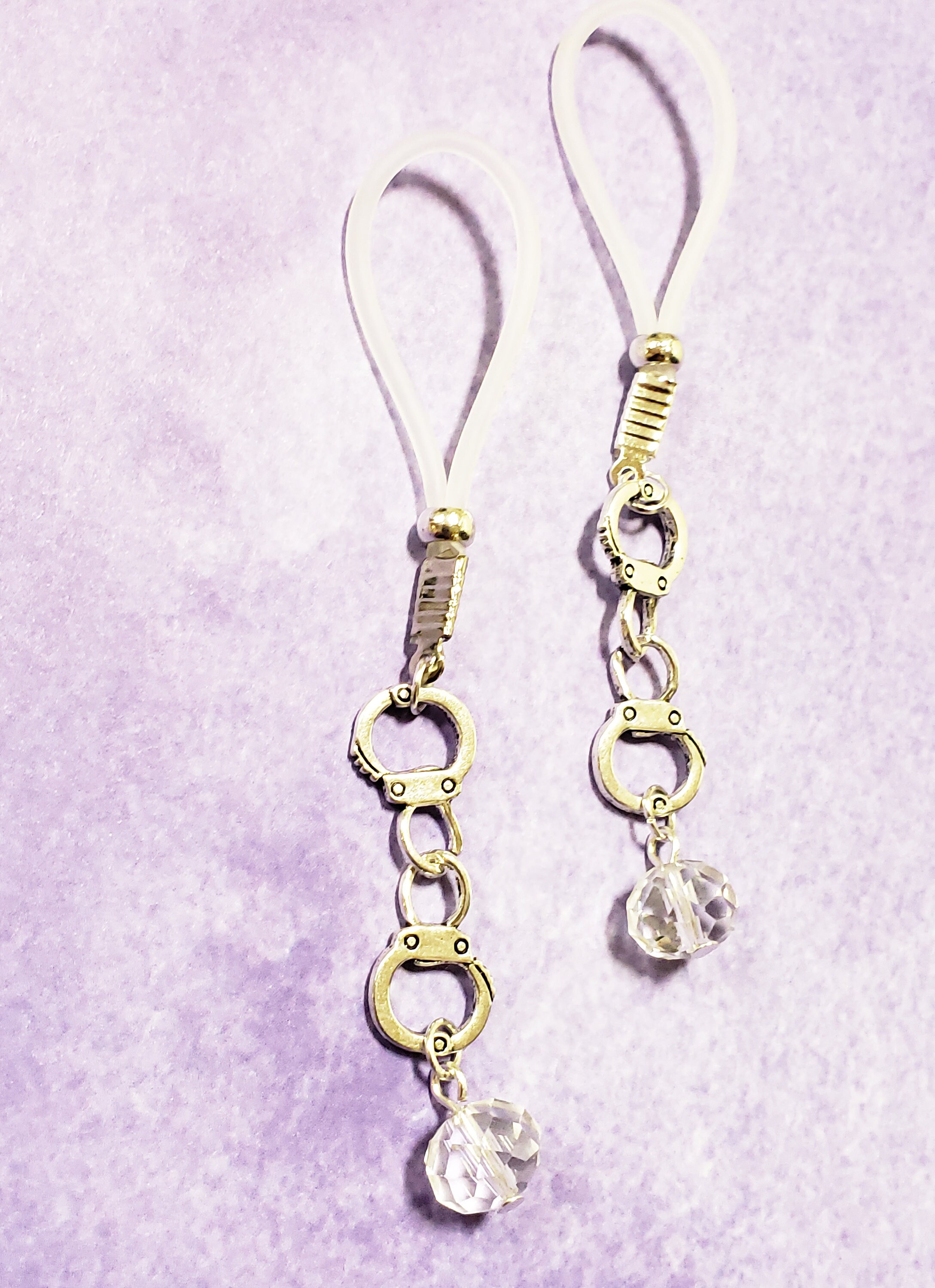 BDSM Handcuff and Crystal nipple nooses or feel the sting with | Etsy