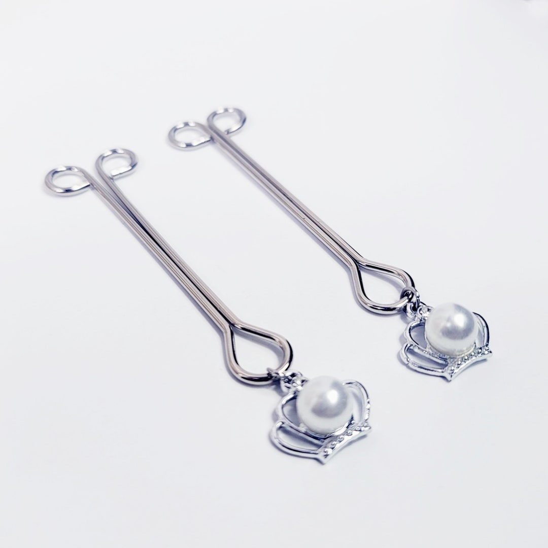 Nipple Clamps With Crown and Pearl. Straight Nipple Clamps. MATURE ...