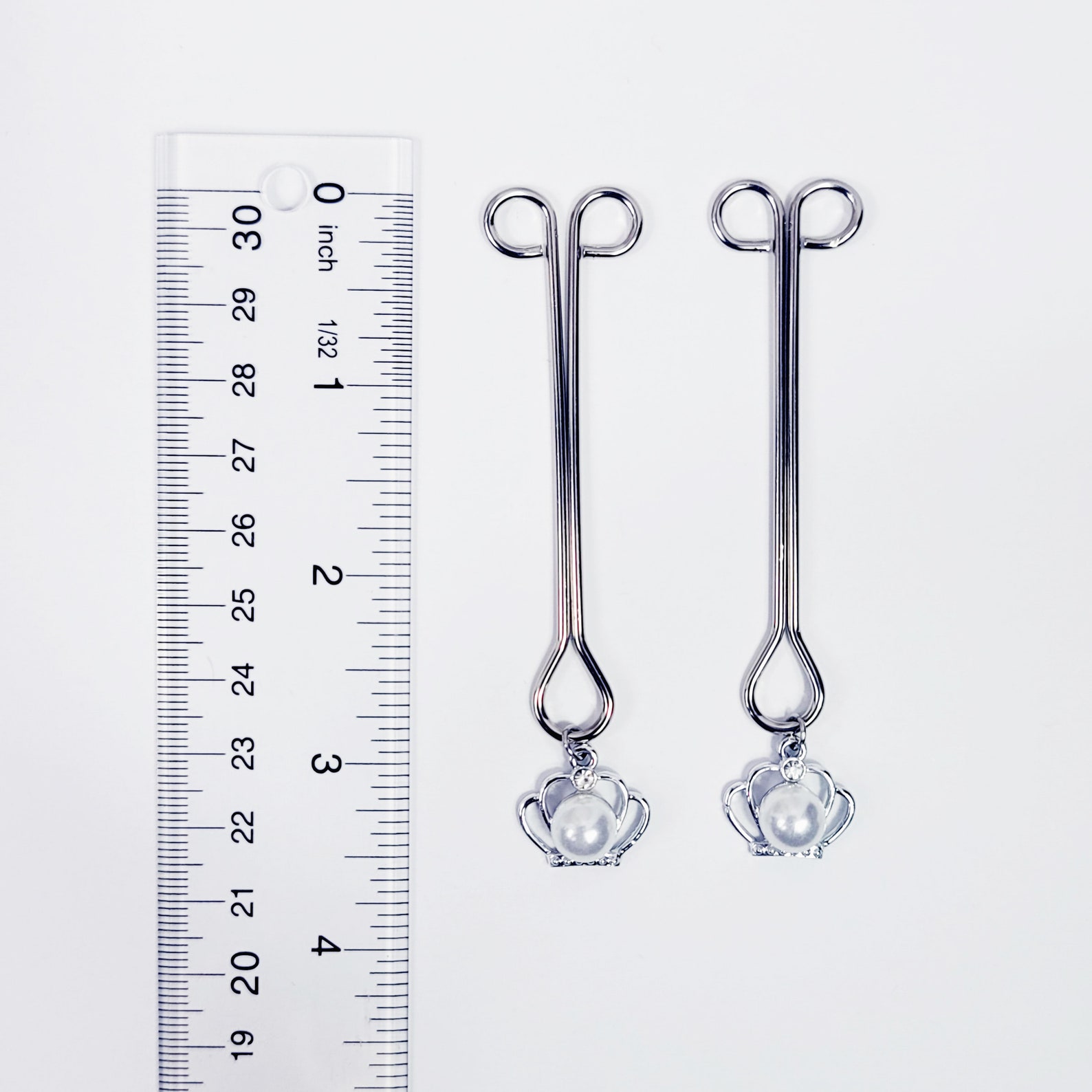 Nipple Clamps With Crown and Pearl. Straight Nipple Clamps. MATURE ...