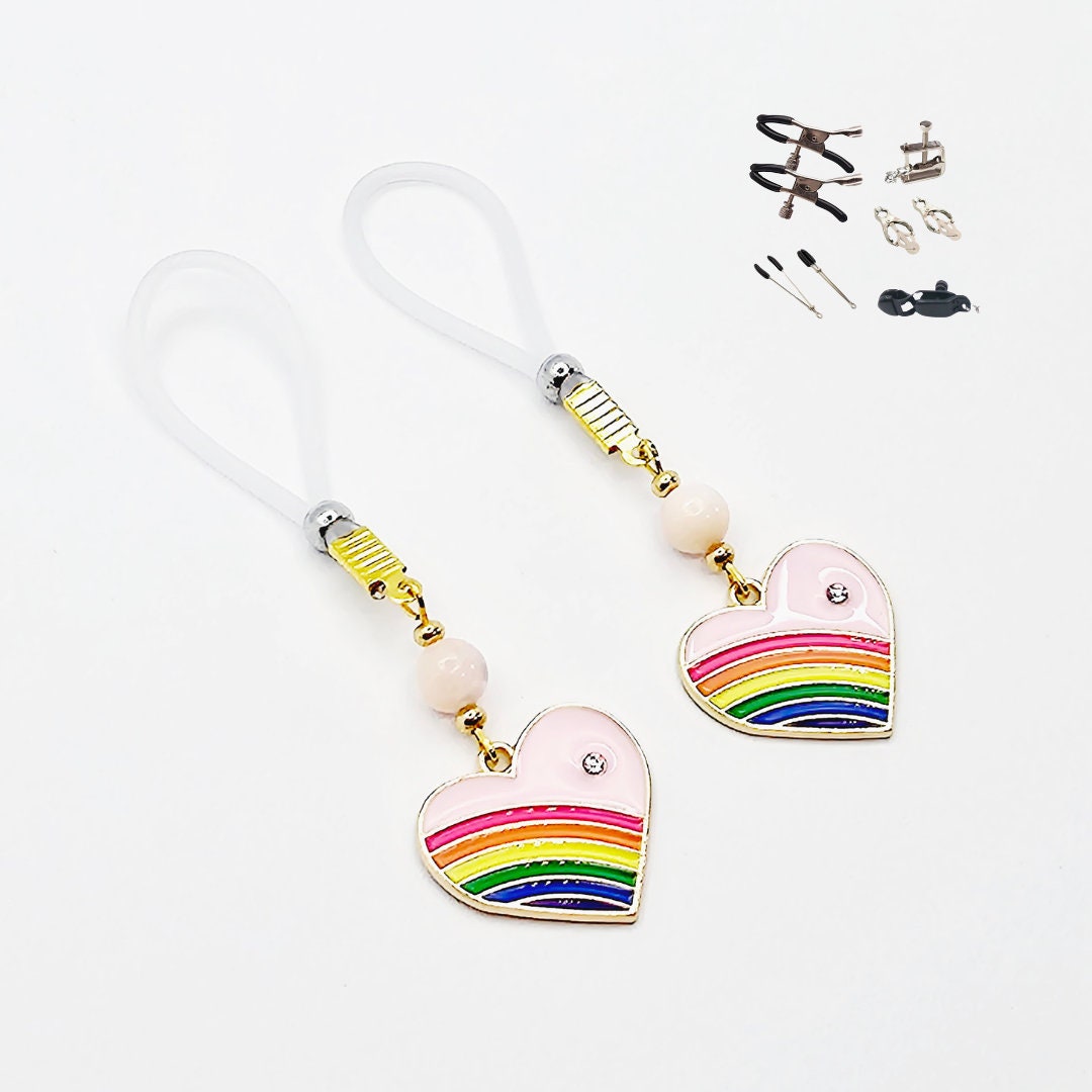Non-piercing Nipple Noose Dangles or Nipple Clamps With Rose Quartz and ...