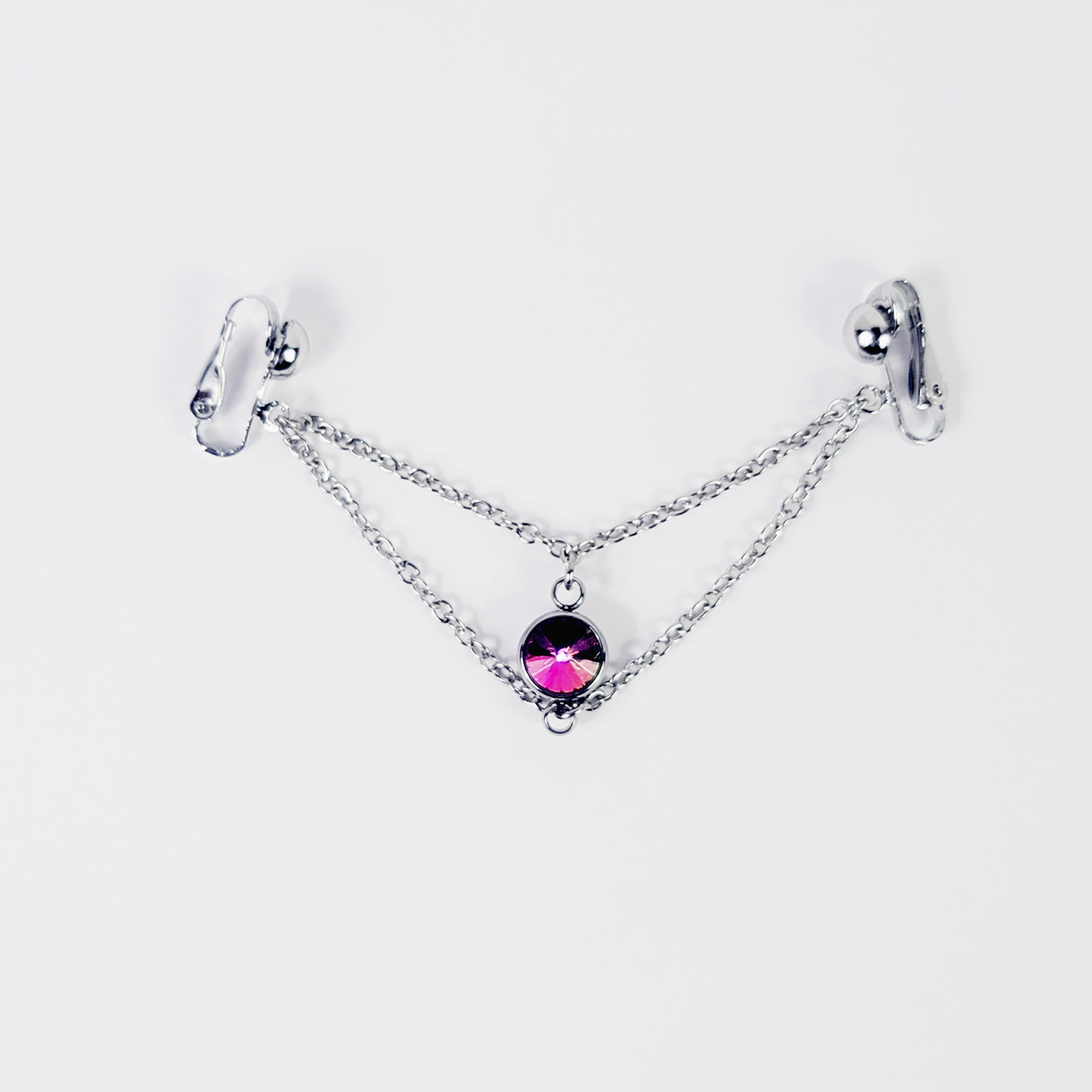 Chain Dangle With Gemstone Pendant, Stainless Steel. Non Piercing ...