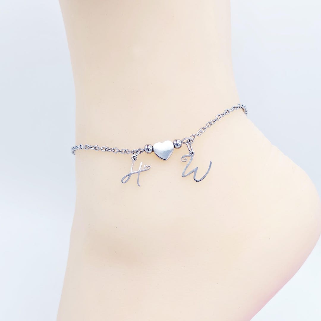 Hotwife Anklet, Stainless Steel With Heart and HW Pendants for Discreet ...