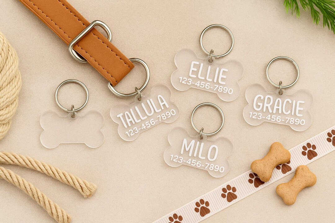 Custom Engraved Dog Bone Name Tag - Etsy