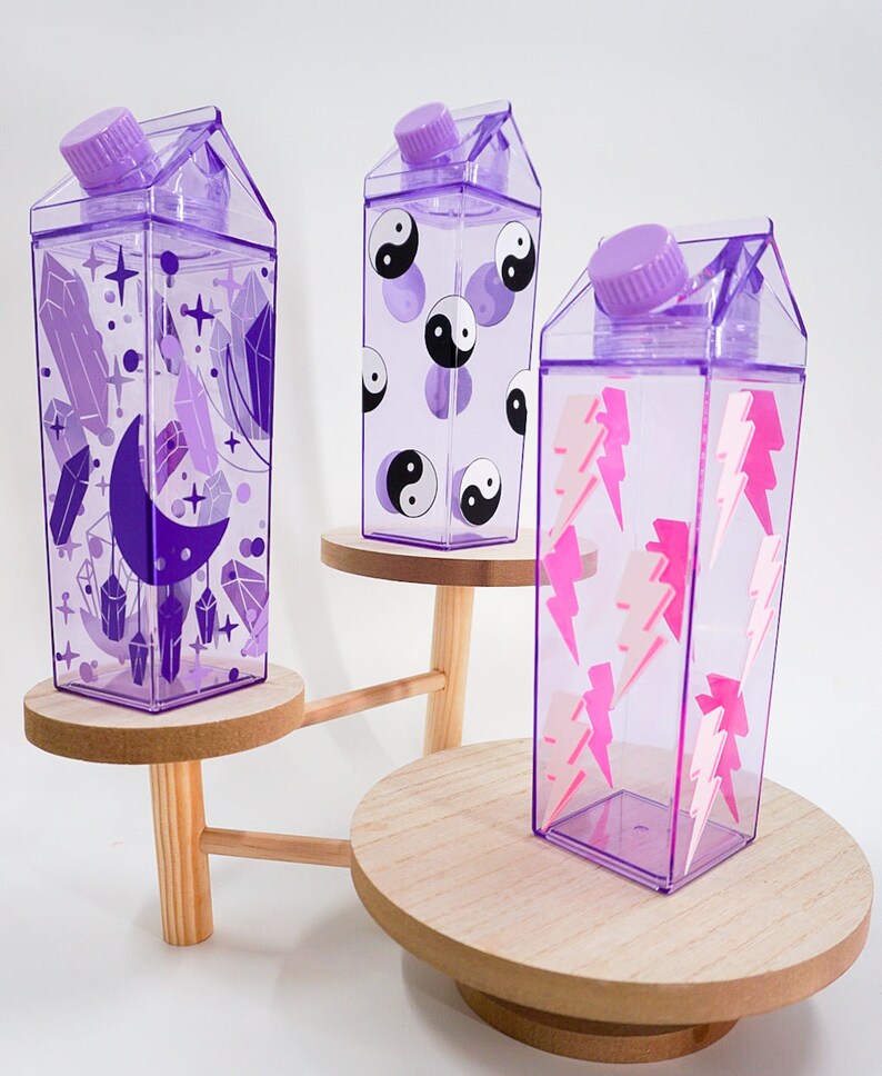 Crystal Purple Milk Carton Bottle Set - Etsy