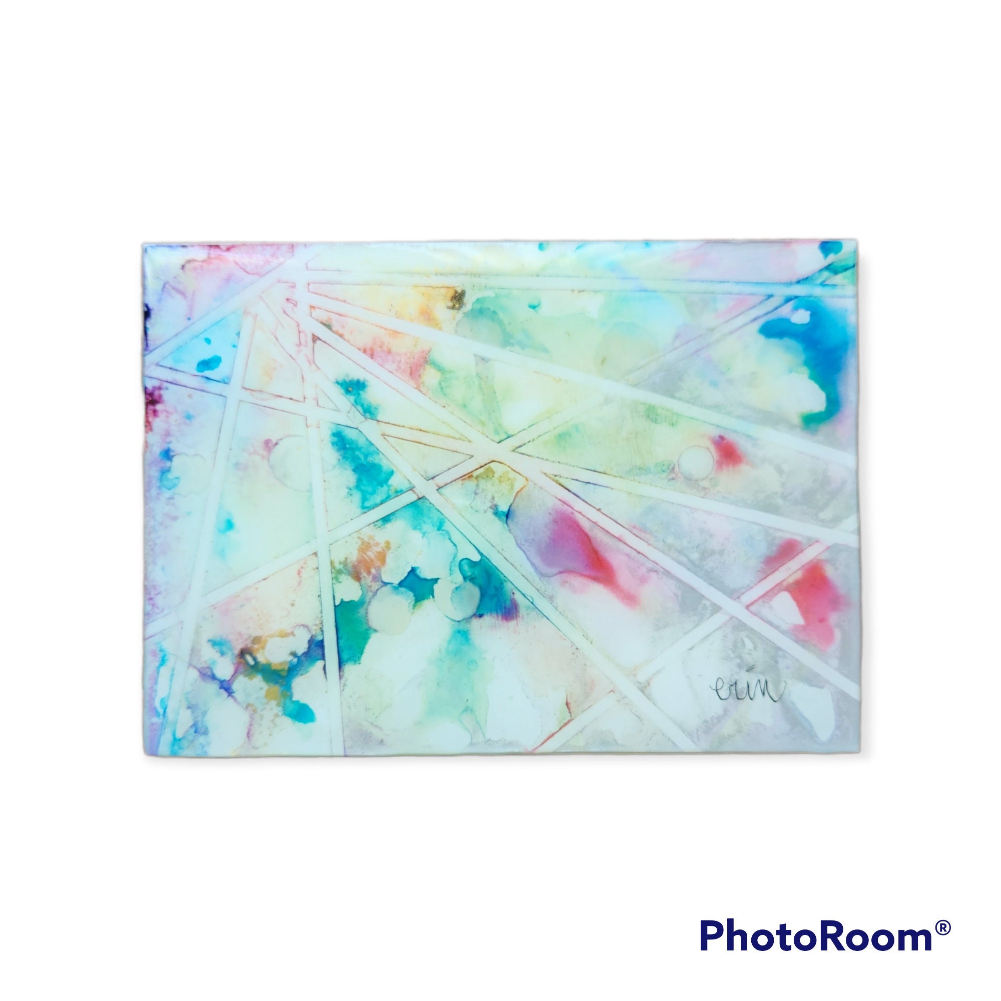 Web of Color, Alcohol Ink Art, Alcohol Ink Mounted on Wood, Small Art ...