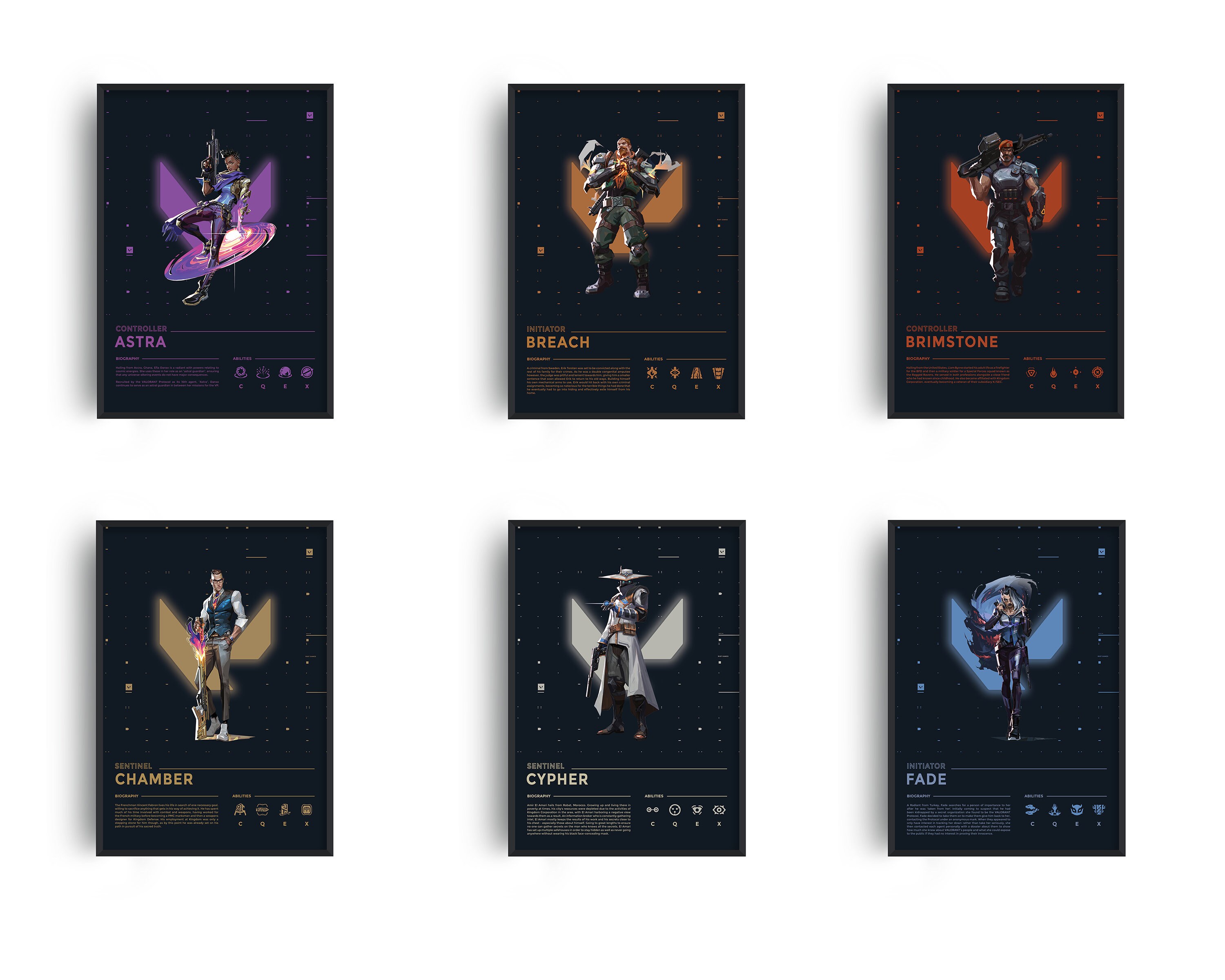 All Agents Valorant Posters, Reyna, Sage, Omen, Jett, Killjoy, Viper ...
