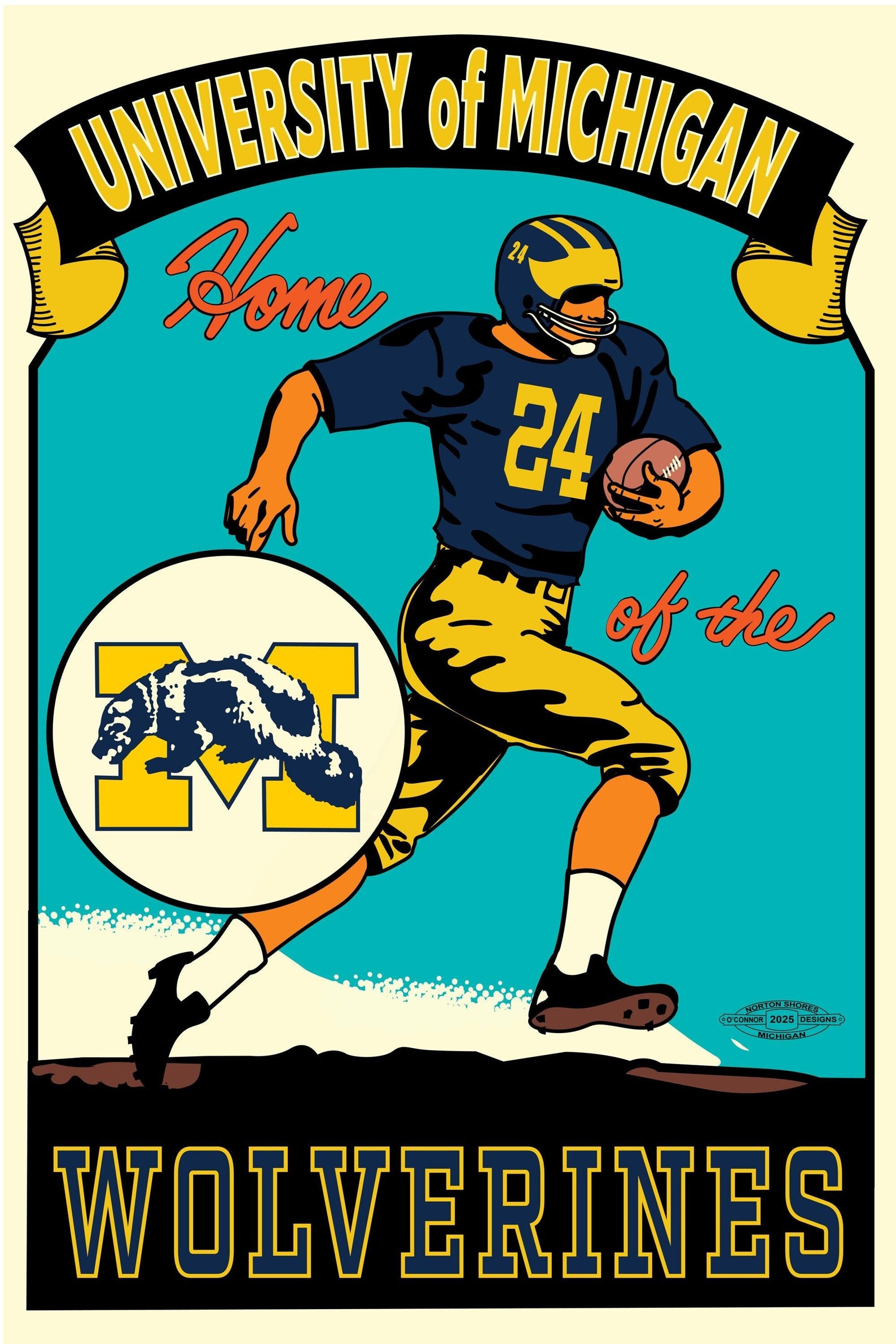 U of M Wolverines Vintage Look Poster, Unframed - Etsy