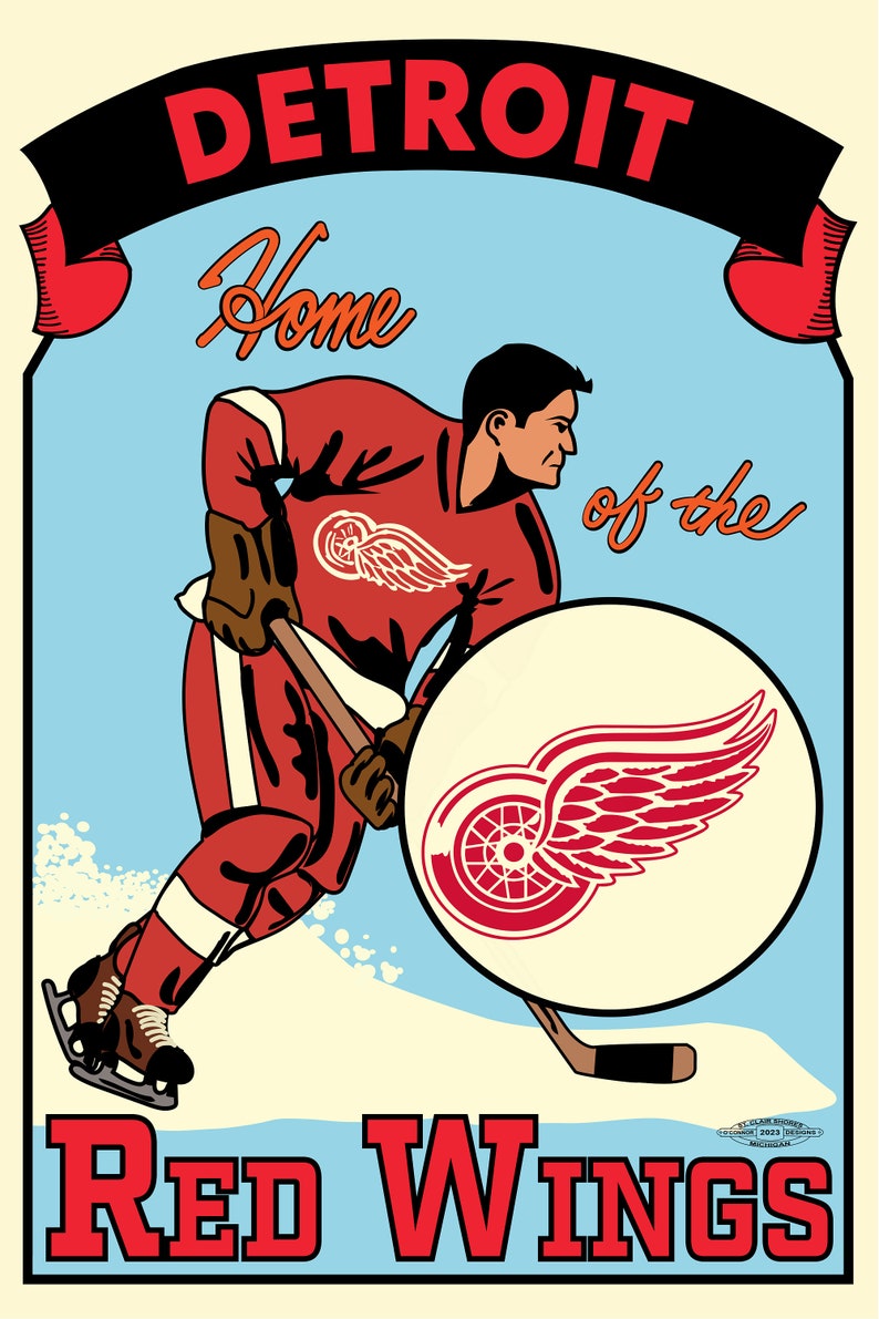 Detroit Red Wings Vintage Style Poster - Etsy