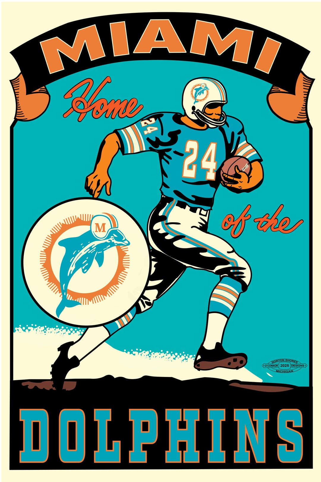 Miami Dolphins Vintage Look Poster, Unframed - Etsy