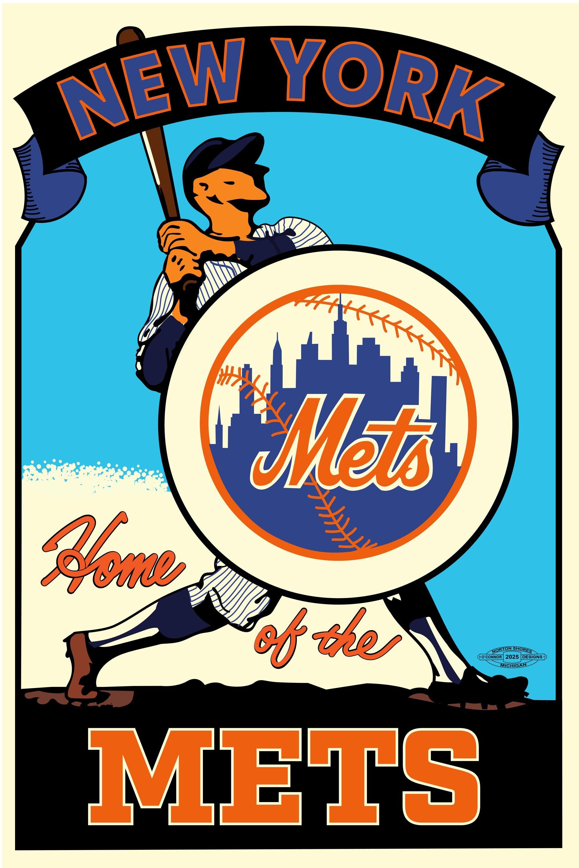New York Mets Retro Poster - Etsy