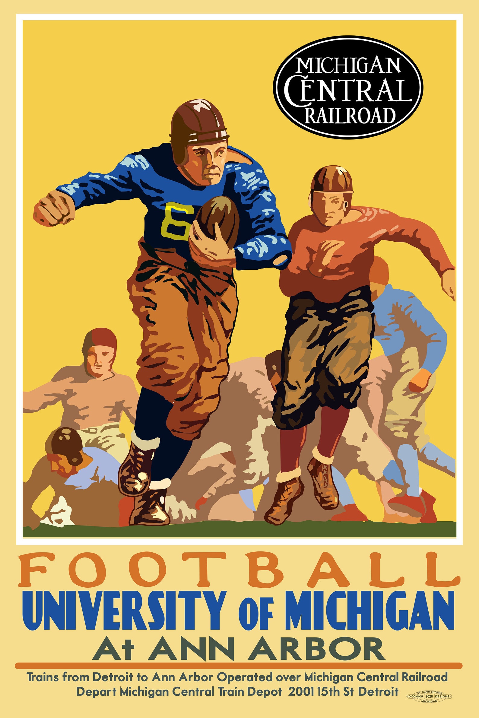 Michigan Central, U of M Football, Poster, Railroad - Etsy