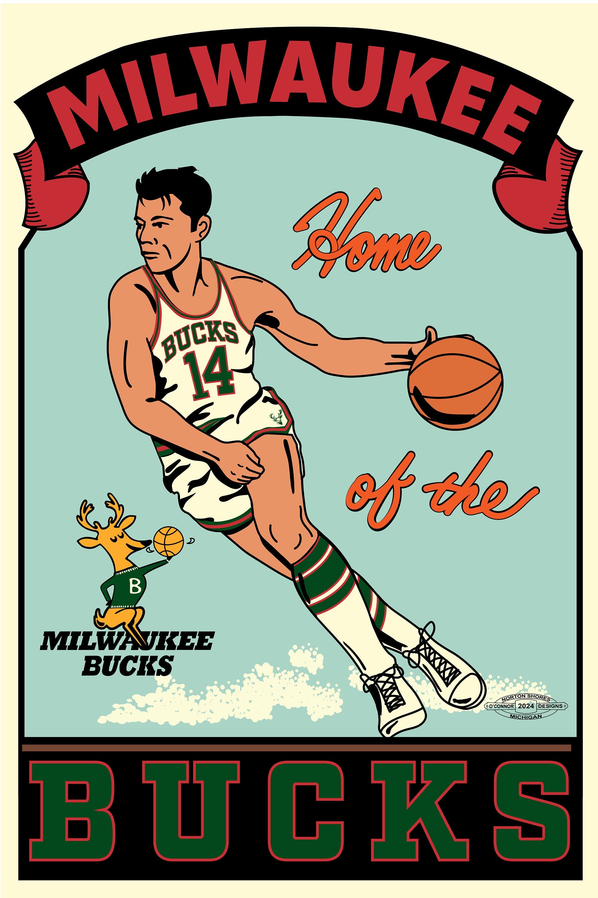 Milwaukee Bucks Vintage Style Poster - Etsy