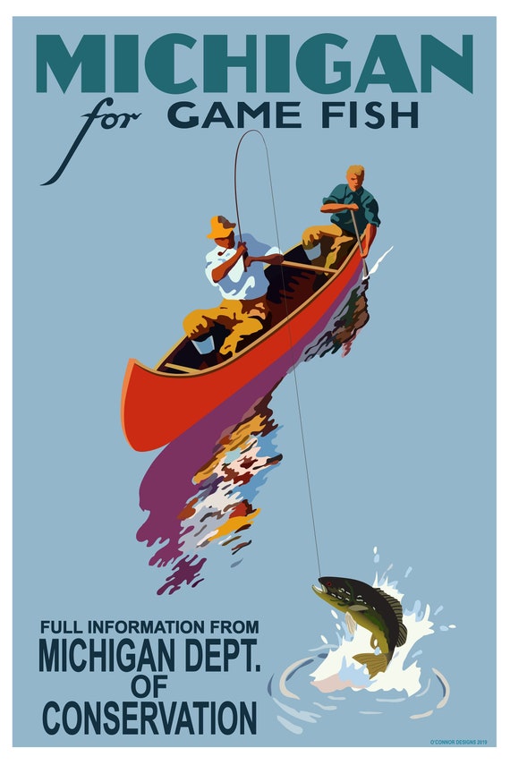 Michigan for Game Fish Poster - Etsy
