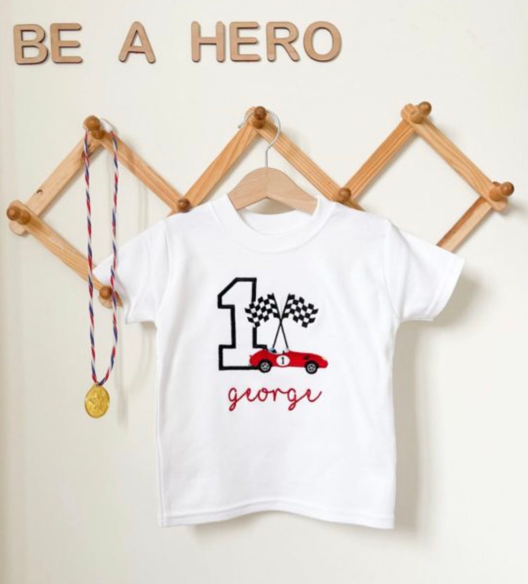 Personalised Embroidered Race Car Birthday T-shirt - Formula One ...