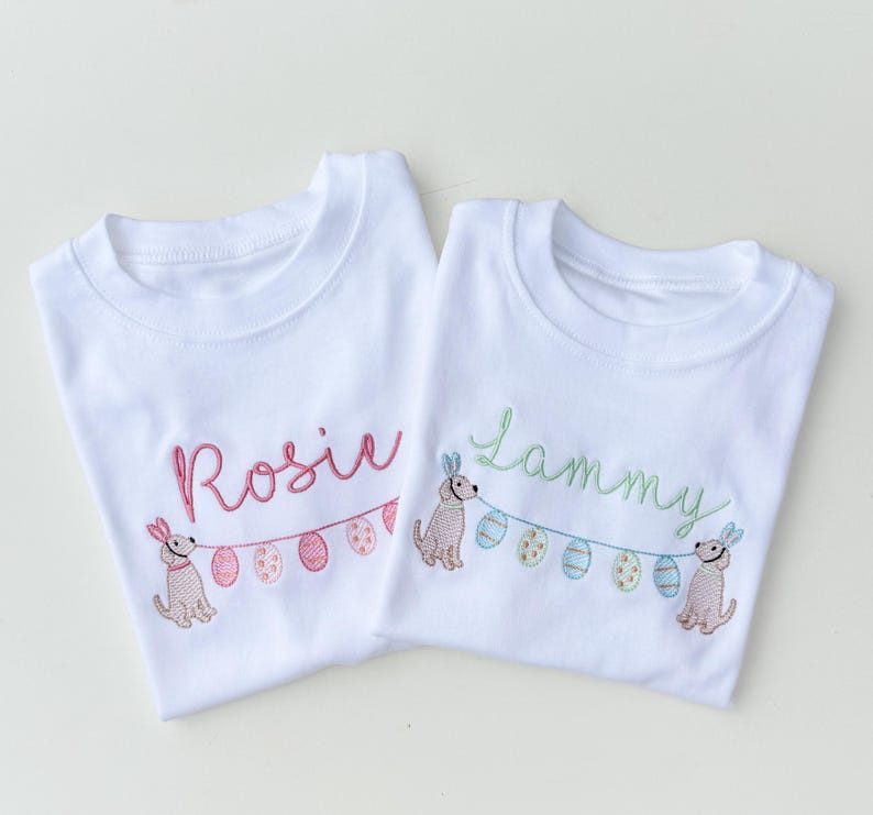 Personalised Embroidered Dog Easter Bunny T-shirt - Easter Gift ...