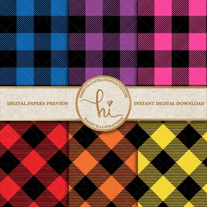 Buffalo Plaid Digital Paper, Buffalo Check Design, Rainbow Plaid Papers ...