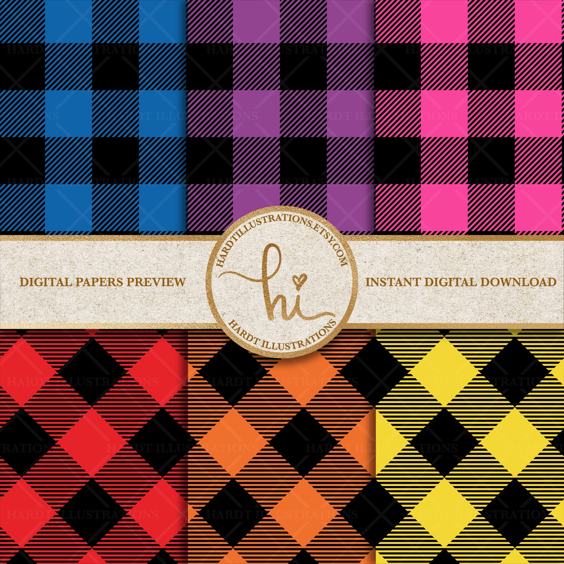 Buffalo Plaid Digital Paper Buffalo Check Design Rainbow - Etsy