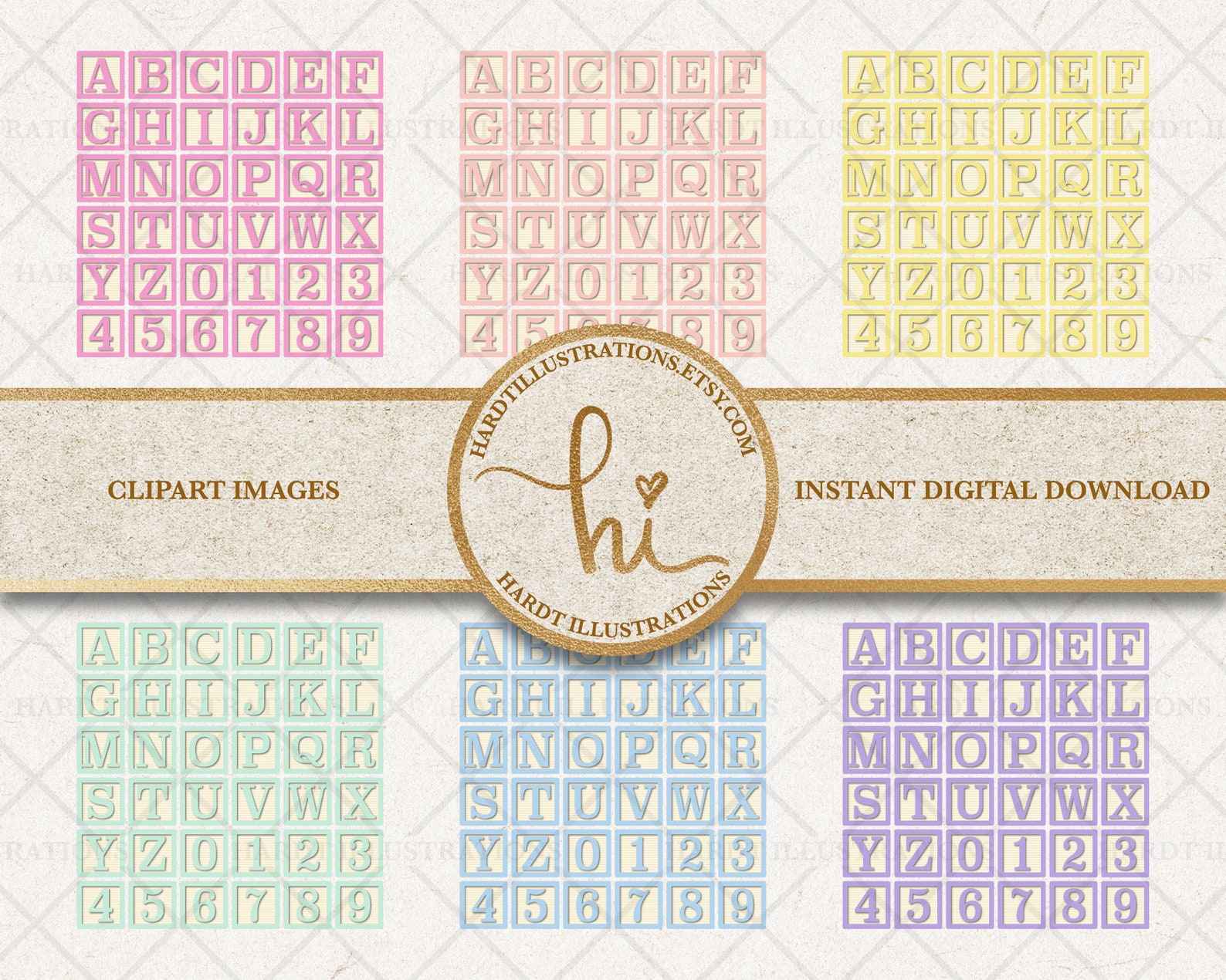 Pastel Rainbow Alphabet Blocks Clipart Alphabet Clip Art ABC - Etsy