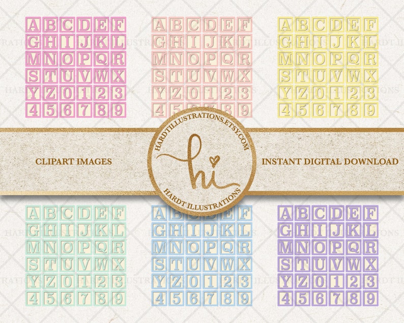 Pastel Rainbow Alphabet Blocks Clipart Alphabet Clip Art ABC | Etsy
