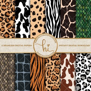 Animal Print Digital Paper Safari Digital Paper Zoo Animals - Etsy