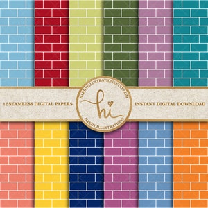 Colorful Subway Tile Digital Paper, Floor Tile Textures, Subway Tile ...