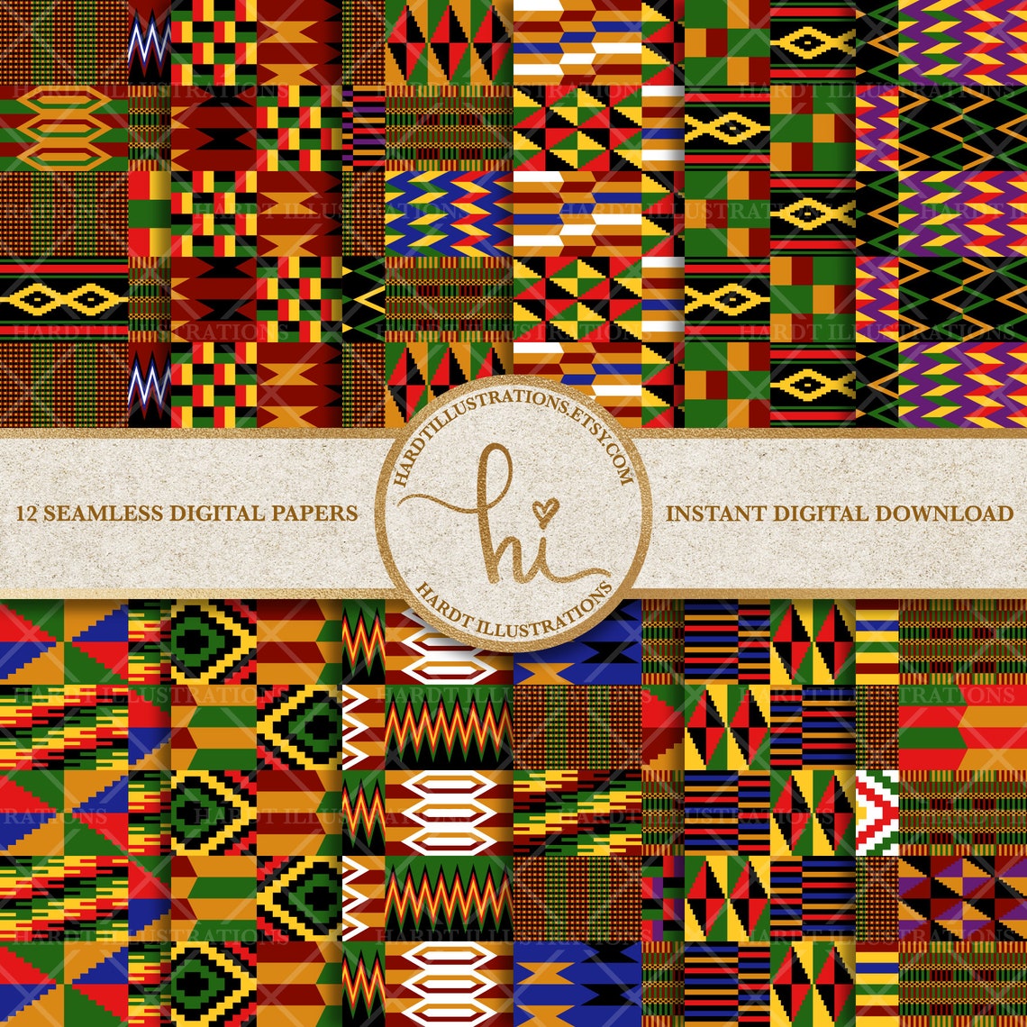 Kente Digital Paper African Kente Cloth Woven Fabric Print - Etsy