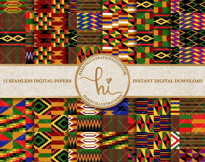 Kente Digital Paper, African Kente Cloth, Woven Fabric Print, Africa ...