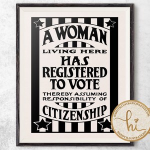 A Woman Living Here Has Registered to Vote, Vintage Votes for Women Art ...