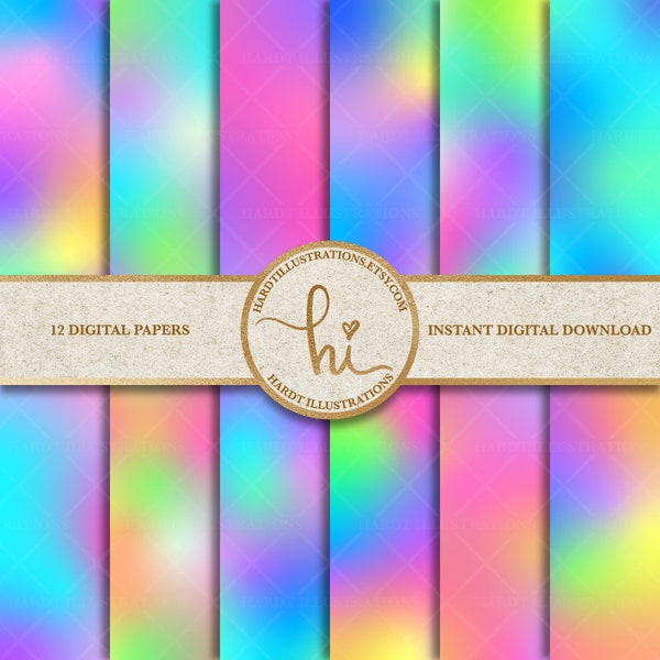 Neon Digital Paper - Etsy