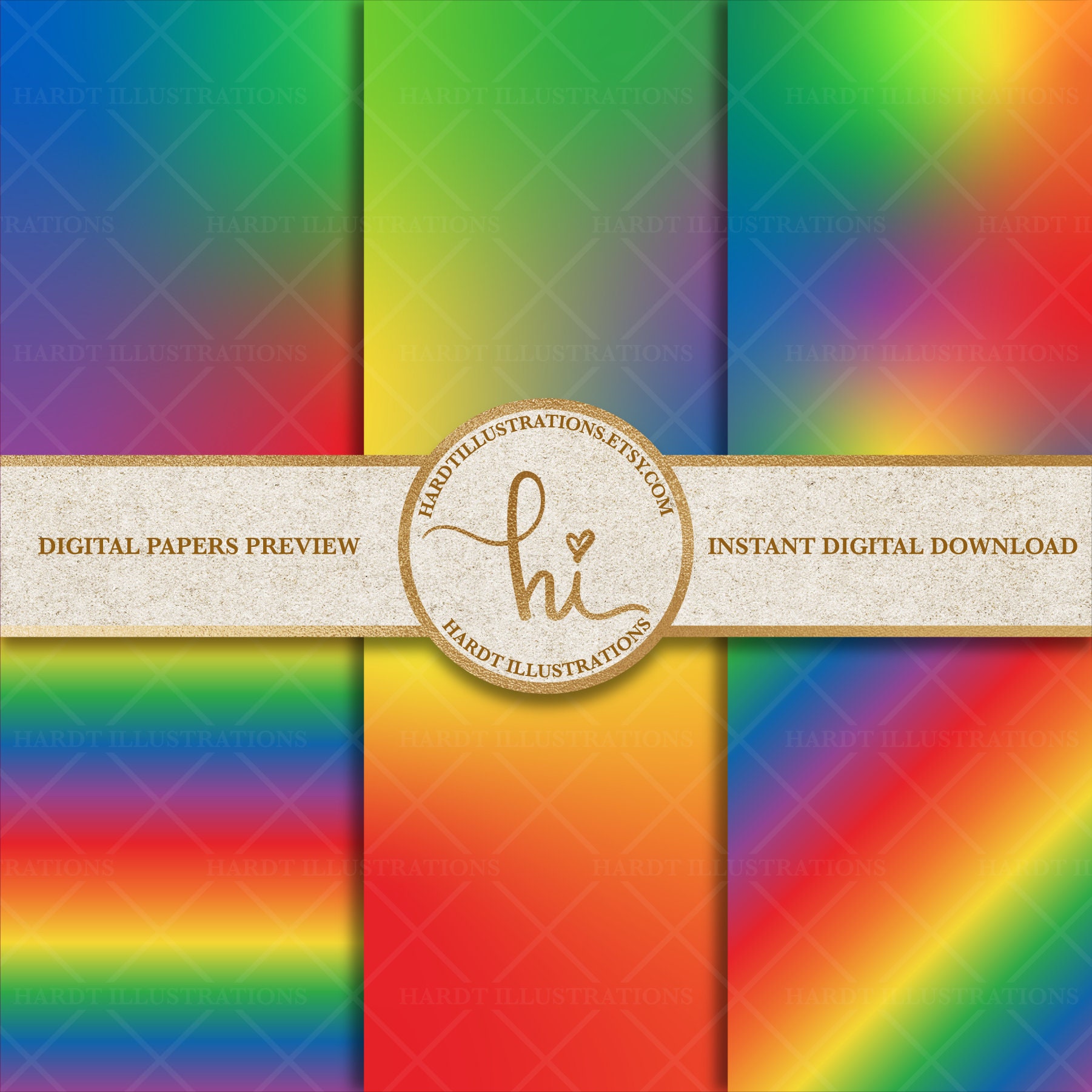 Rainbow Gradient Digital Paper Ombre Gradient Digital Paper | Etsy