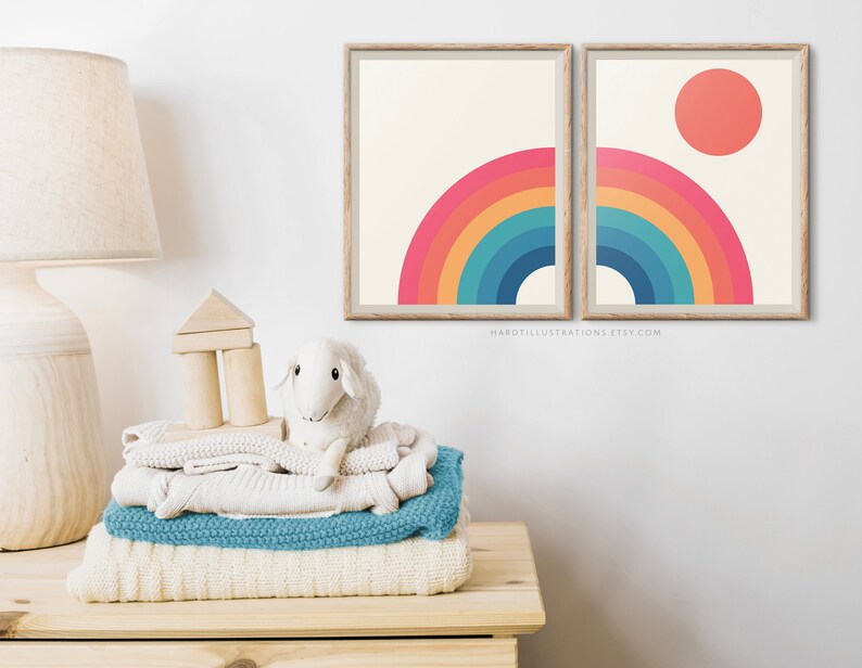 Rainbow Art Prints Set of 2 PRINTABLE Wall Art Minimalist | Etsy