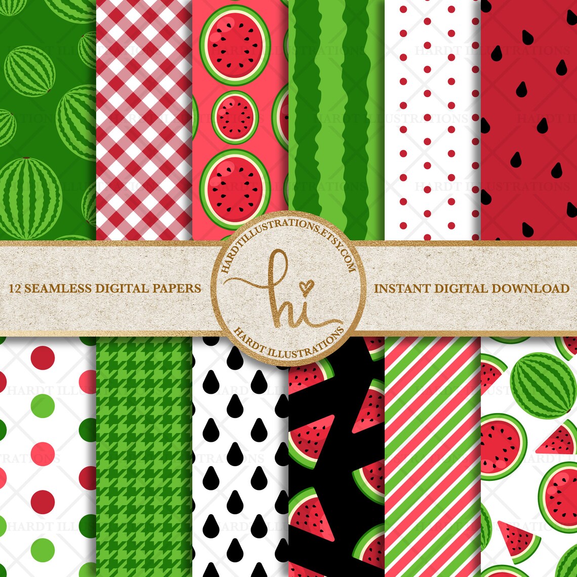 Watermelon Digital Paper Watermelon Patterns Fruit Digital | Etsy