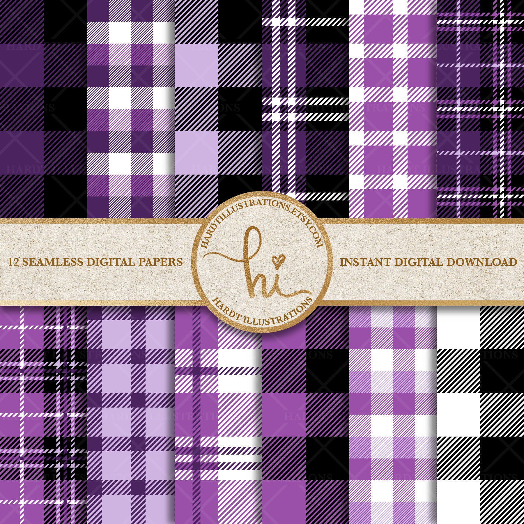 Purple Buffalo Plaid Digital Paper Buffalo Check Design - Etsy