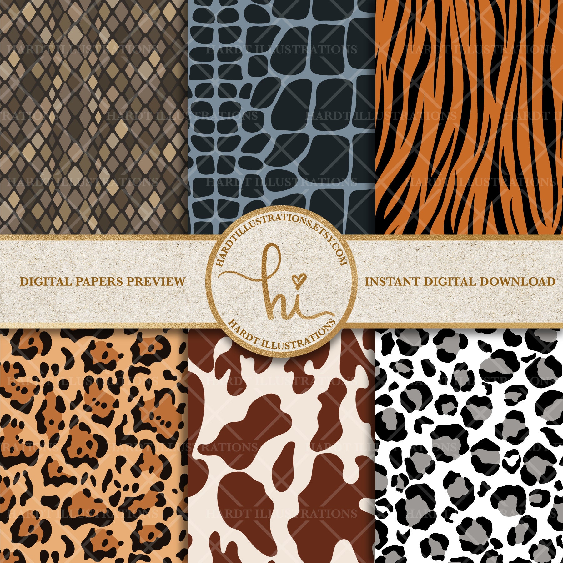 Animal Print Digital Paper Safari Digital Paper Zoo Animals | Etsy