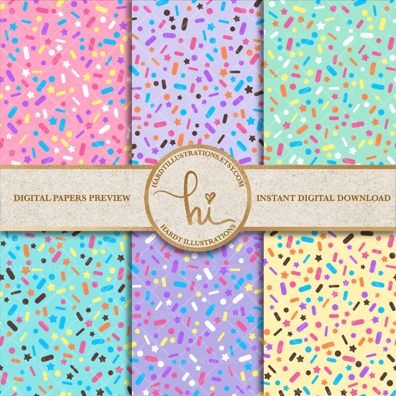 Sprinkles Digital Paper Rainbow Confetti Blend Pastel Donut | Etsy
