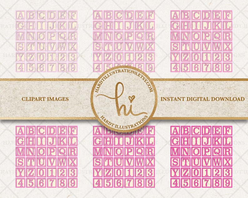 Pink Alphabet Blocks Clipart Alphabet Clip Art ABC Letters | Etsy