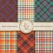 Retro Autumn Plaid Digital Paper, Checkered Design, Vintage Plaid Check ...