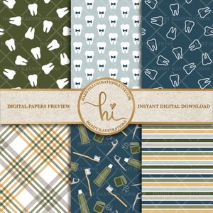 Blue Dental Digital Paper, Teeth Digital Paper, Tooth Fairy Design ...