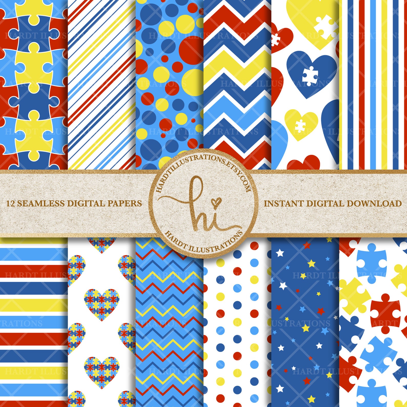 Autism Digital Paper Autism Awareness Day World Autism - Etsy