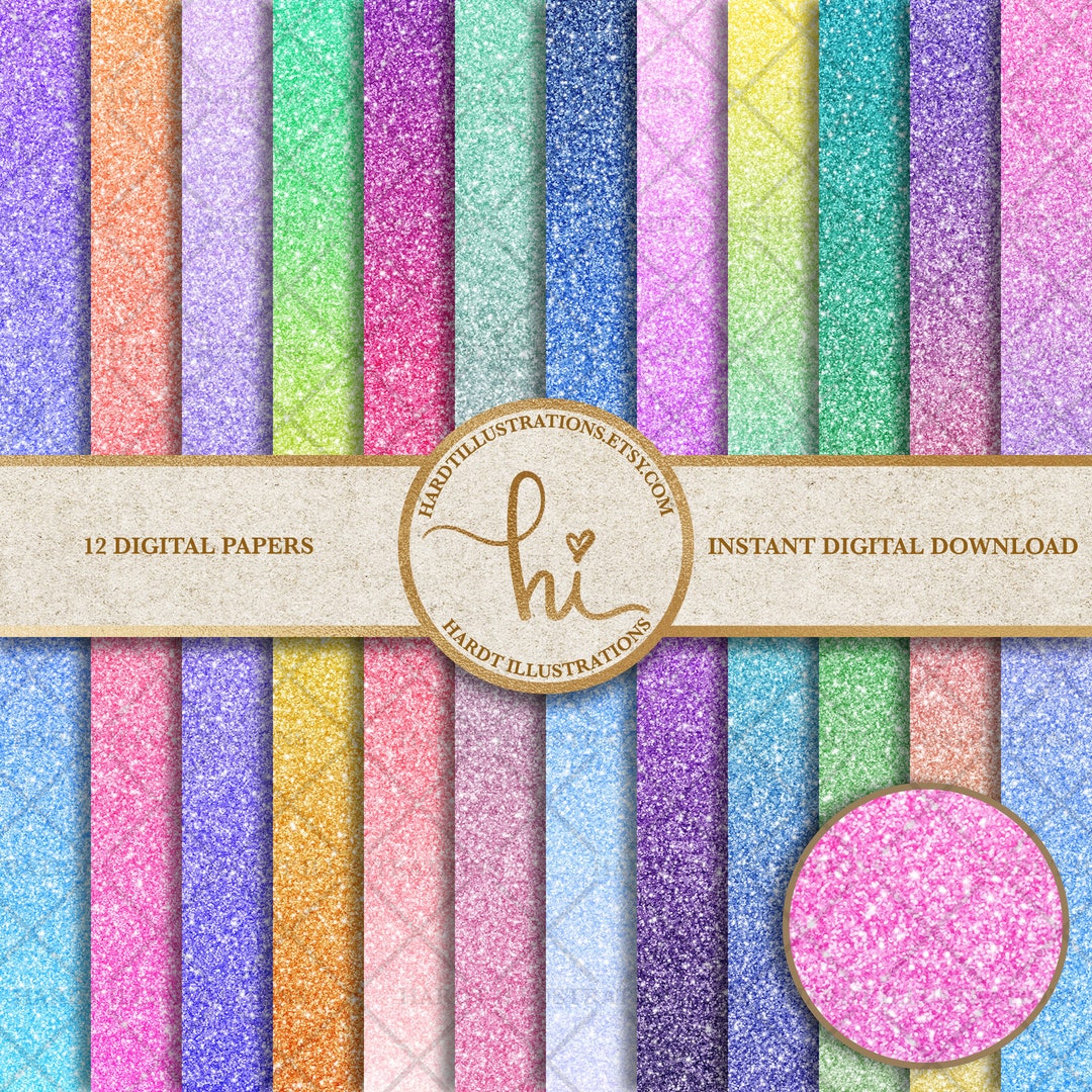 Pastel Ombre Glitter Digital Paper, Gradient Glitter Background ...