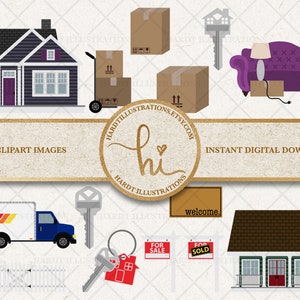 Moving Day Clipart, Moving Clipart, Real Estate Clipart, House for Sale ...