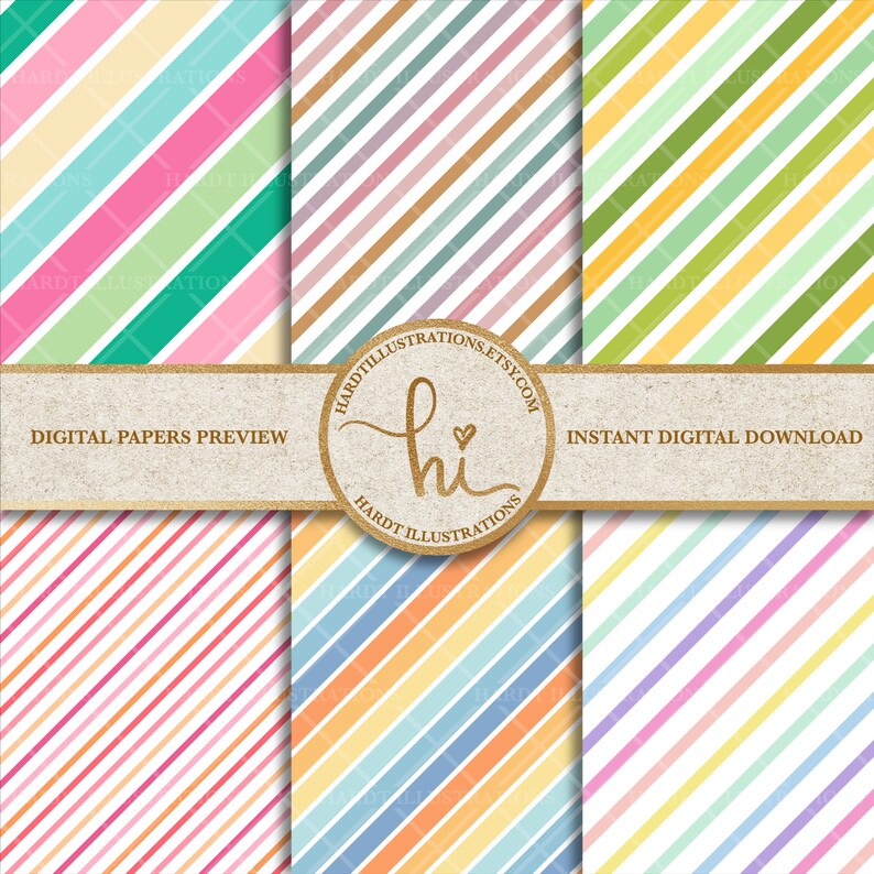 Pastel Stripe Digital Paper Rainbow Candy Stripes Design - Etsy