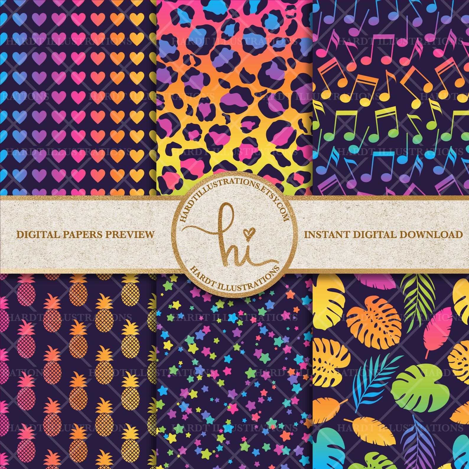 Bright Rainbow 90s Digital Paper Colorful Throwback Digital | Etsy