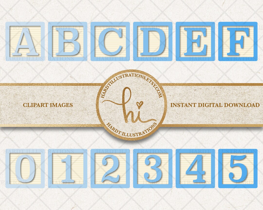 Blue Alphabet Blocks Clipart, Alphabet Clip Art, Letter Clipart, Wooden ...